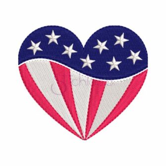 USA Flag Heart Embroidery Design - Stitchtopia