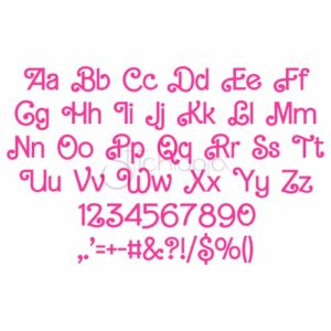 Barbie Embroidery Font .75" 1" 1.25" 1.5" 2" - Stitchtopia