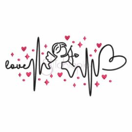 Cupid Heartbeat Embroidery Design - Stitchtopia