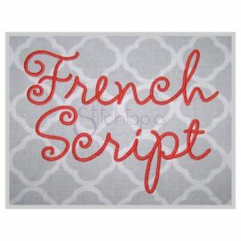 French Script Embroidery Font 1" 1.25" 1.5" 2" 2.5" - Stitchtopia