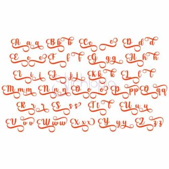 Swirls Script Embroidery Font 1" 1.25" 1.5" 2" 2.5" - Stitchtopia