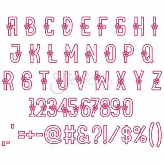 Flower Block Outline Embroidery Font 4" 5" 6" 7" 8" 9" - Stitchtopia
