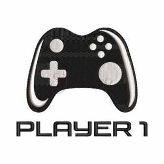 Player One Video Game Controller Embroidery Design - Stitchtopia