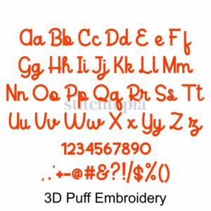 3D Puff Script Embroidery Font Bundle #1 - 10 Fonts - Stitchtopia