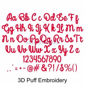 Ellie Mae 3D PUFF Embroidery Font 2" 2.5" 3" - Stitchtopia