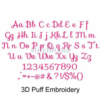 3D Puff Script Embroidery Font Bundle #1 - 10 Fonts - Stitchtopia