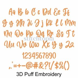3D Puff Script Embroidery Font Bundle #1 - 10 Fonts - Stitchtopia