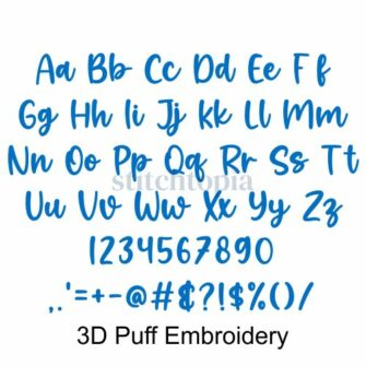3D Puff Script Embroidery Font Bundle #1 - 10 Fonts - Stitchtopia