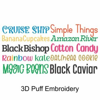 3D Puff Kid Embroidery Font Bundle #1 - 10 Fonts - Stitchtopia