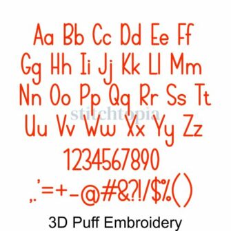 3D Puff Kid Embroidery Font Bundle #1 - 10 Fonts - Stitchtopia