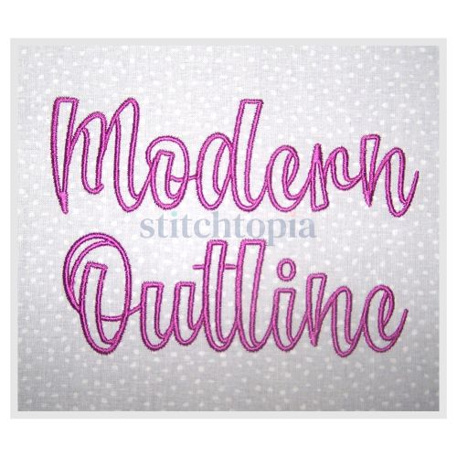 Modern Outline Script Embroidery Font 1.5" 2" 2.5" 3" 3.5" - Stitchtopia