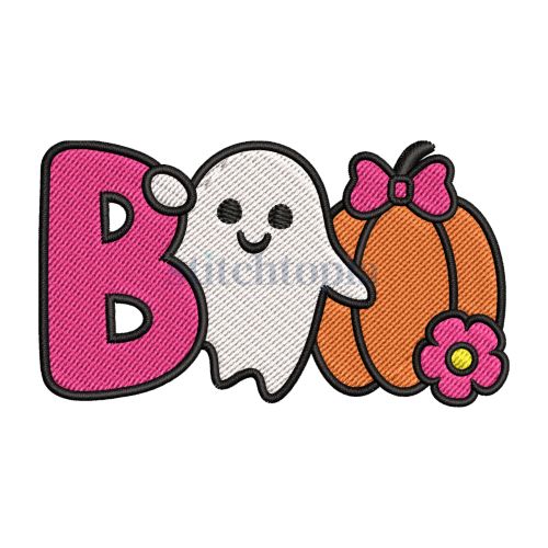 Halloween Boo Girl Embroidery Design - Stitchtopia