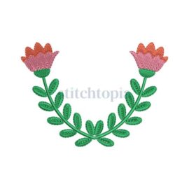 Two Flower Monogram Frame Embroidery Design - Stitchtopia