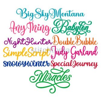 Script Embroidery Font Bundle #32 - 10 Fonts - Stitchtopia